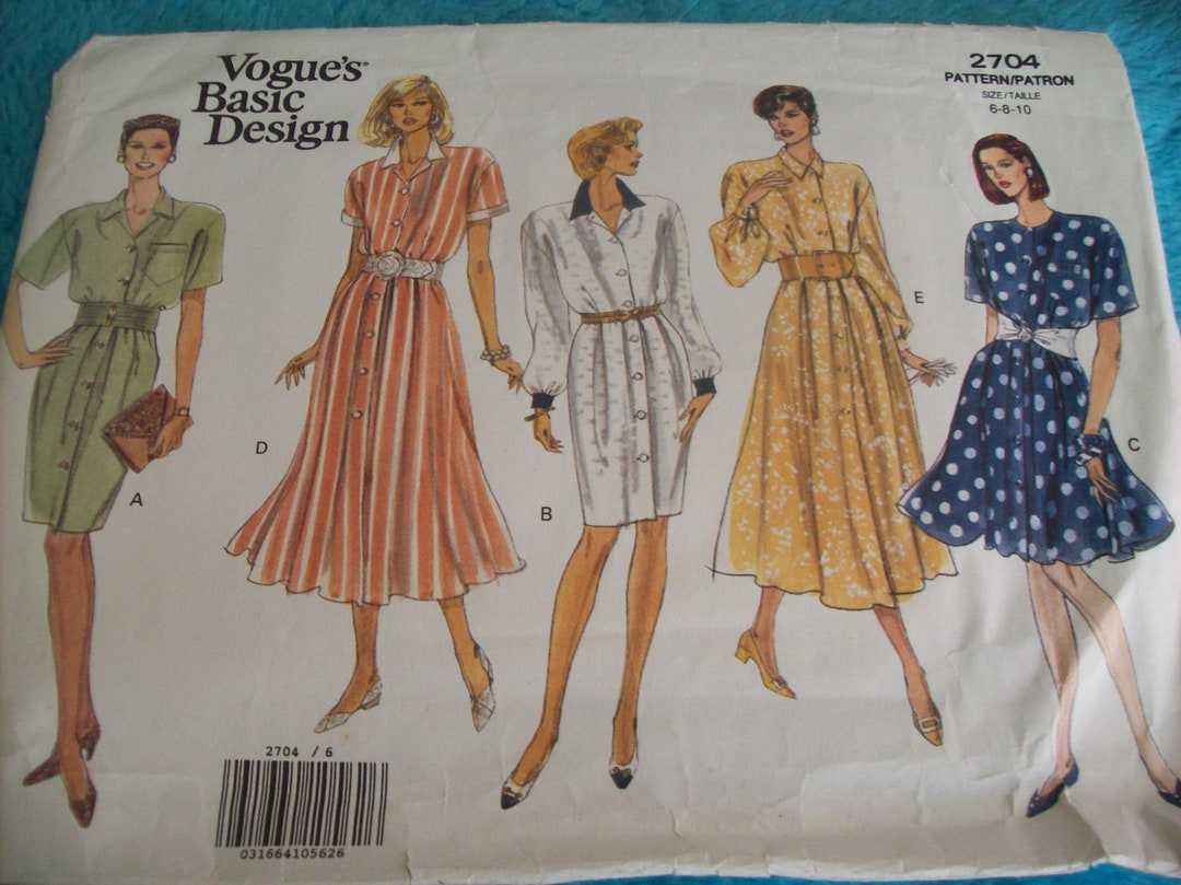 Vogue 2704/ Vogue Basic Design Sewing Pattern/ 90's Dress Style Pattern ...