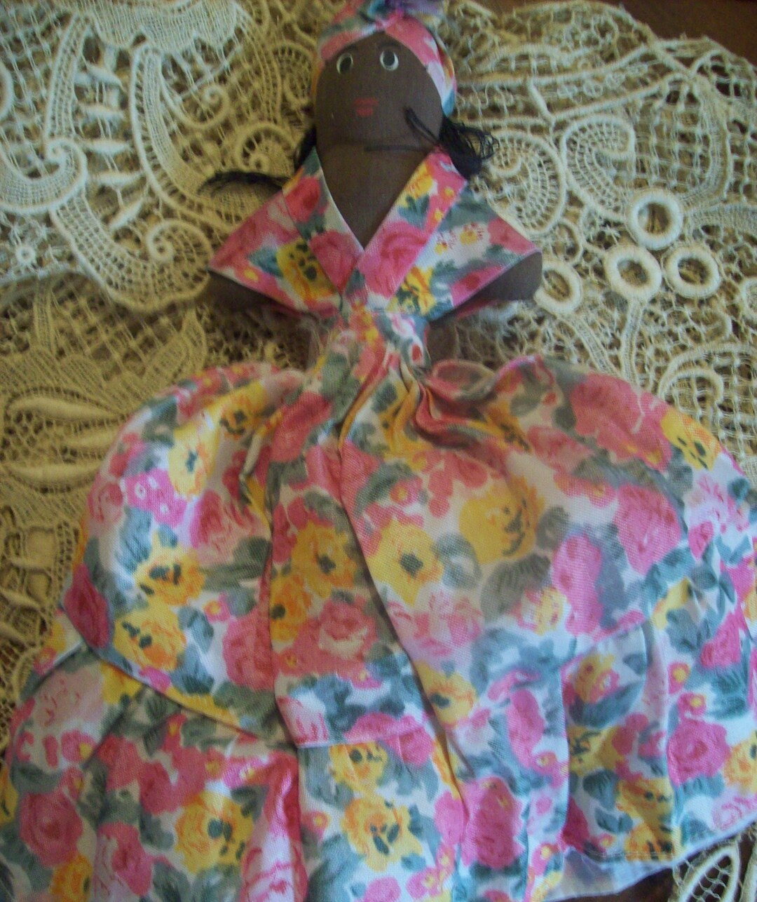 Vintage Topsy Turvy Flip Doll / Pink Floral Dress/ Double Sided Plush ...