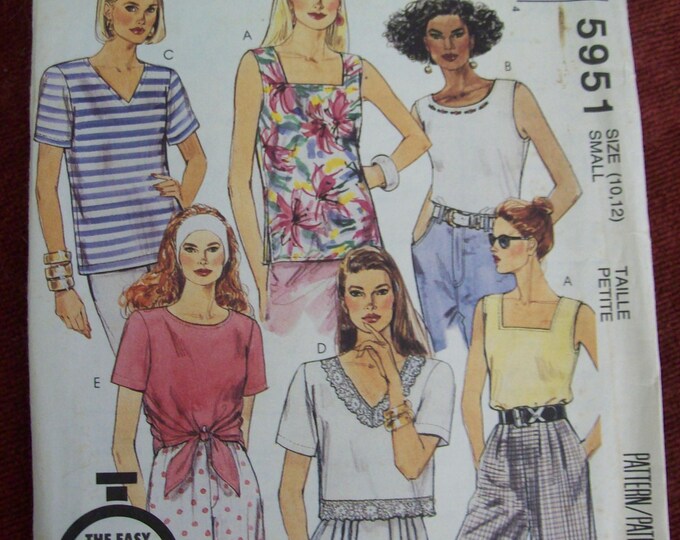 Mccall's 5951 Misses' Tops Sewing Pattern- Sizes 10-12 -easy 90 Minute ...