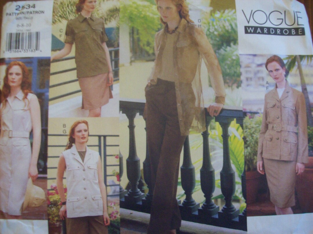 Vogue Wardrobe Sewing Pattern/ Vogue 2534/ Sizes 6-8-10 Uncut/ 90's Era ...