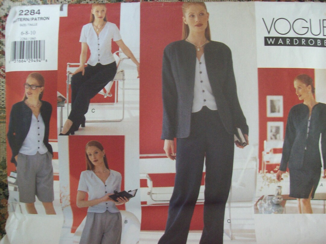 Vogue Wardrobe 2284 Clothing Pattern / 5 Piece Wardrobe Pattern / Size ...