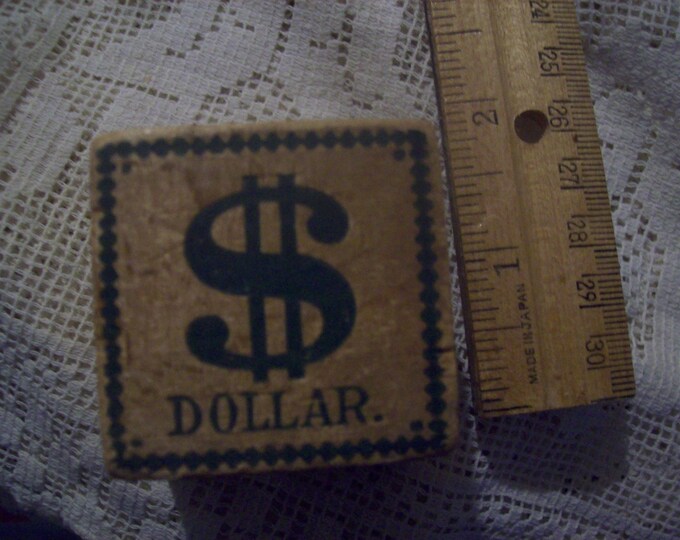 Vintage Wood Toy Block: Dollar Sign Primitive Decor - Etsy