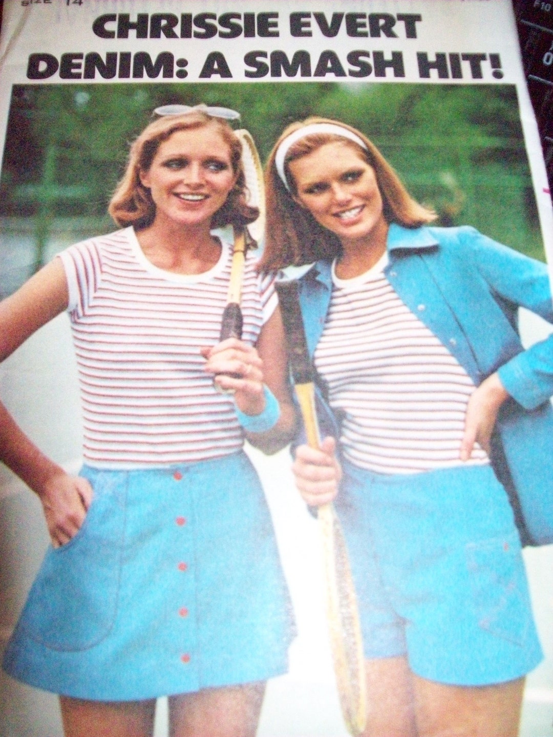 Butterick 4687 Chrissie Evert Tennis Shorts Shirt Skirt Pattern Denim A ...