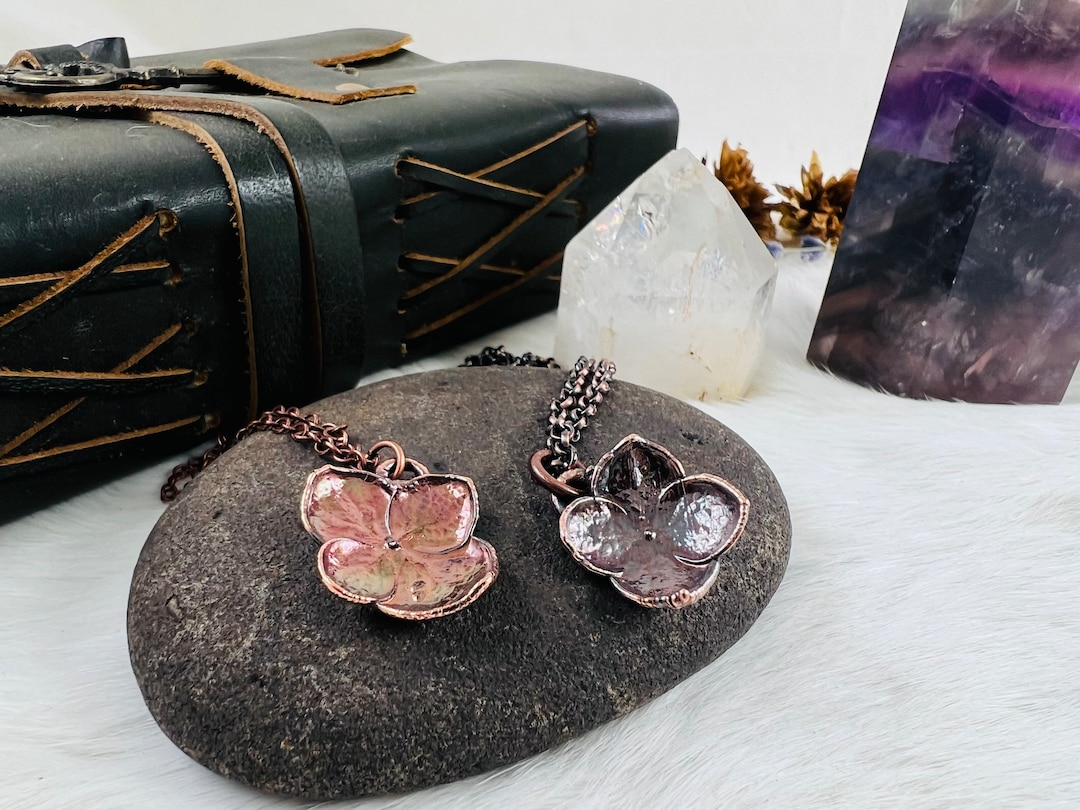 Electroformed Real Hydrangea Flower, Simple Necklace, Flower Necklace ...