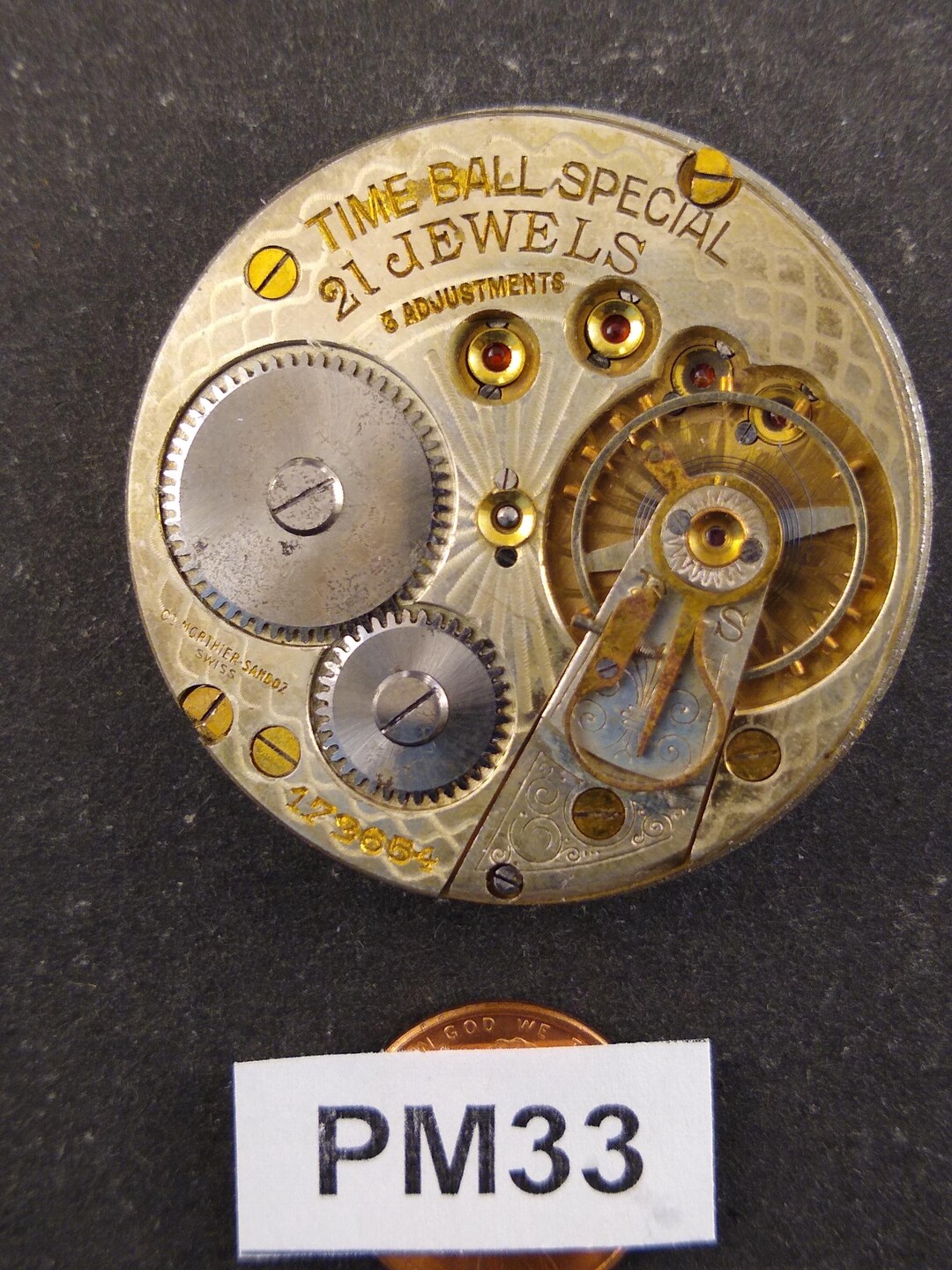Pocket Watch Movement - Time Ball Special - Vintage - DOES NOT "tick ...