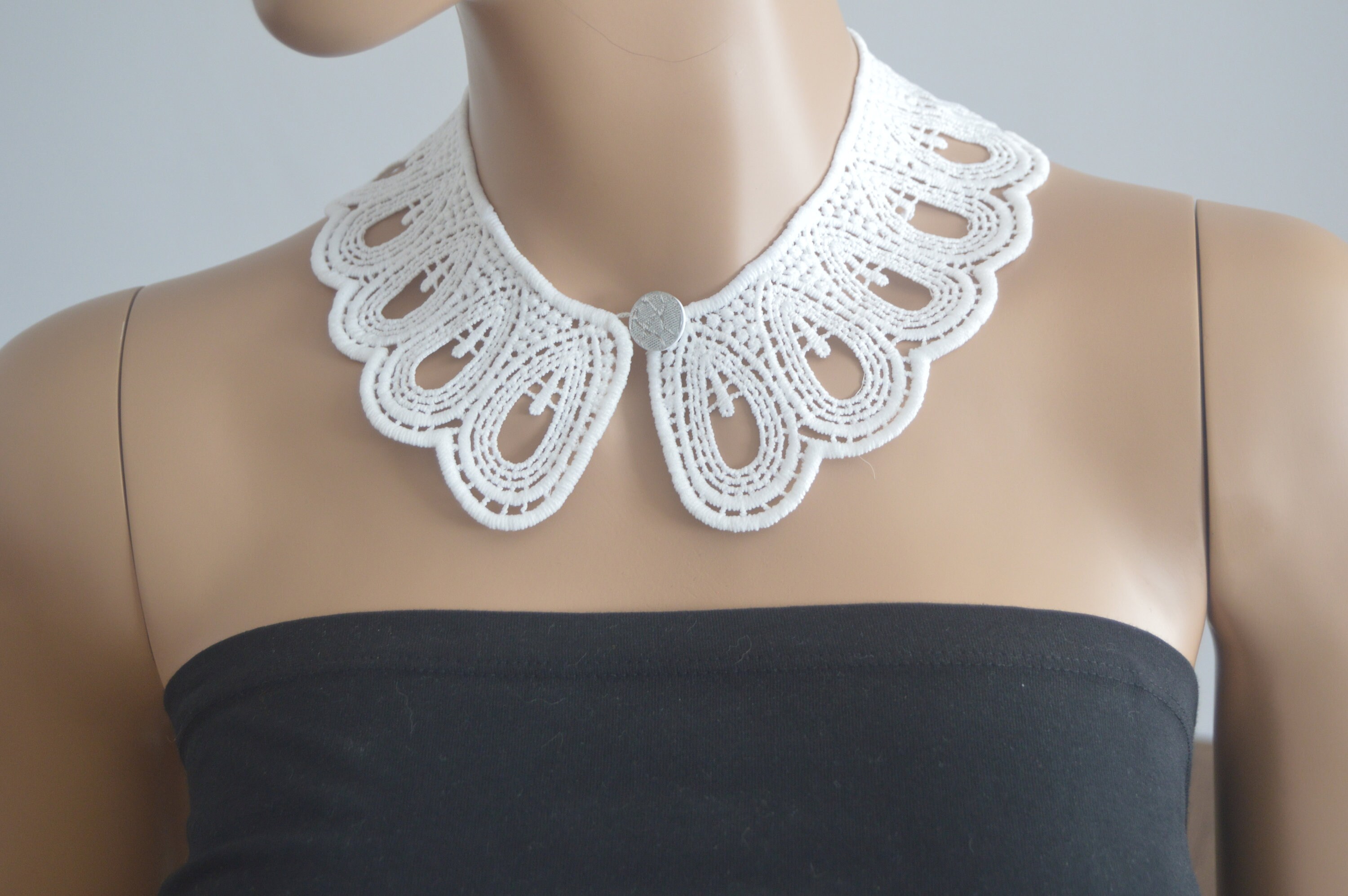 Pan Collar Detachable Collar and Button Cotton Lace Collar - Etsy