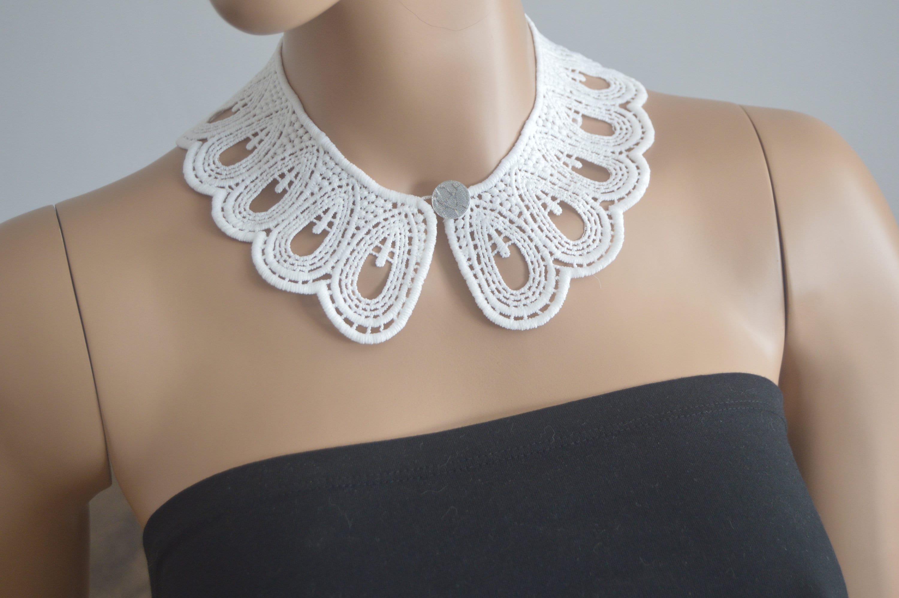 Pan Collar Detachable Collar and Button Cotton Lace Collar - Etsy