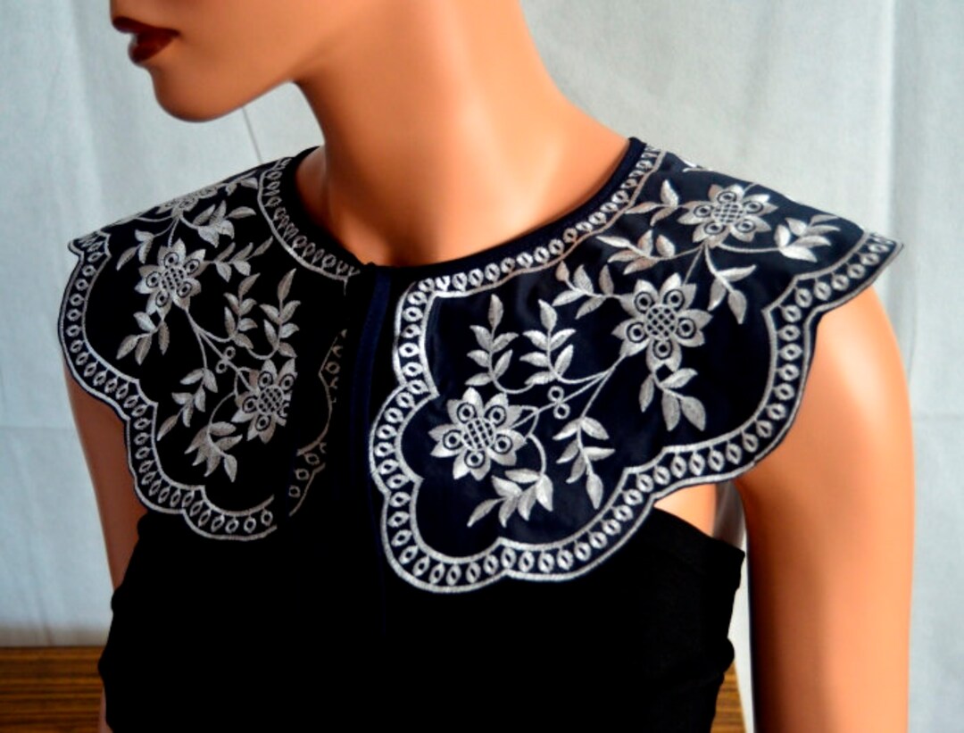 Embroidered Cotton Peter Pan Collar, Vintage Style Peter Pan Collar ...