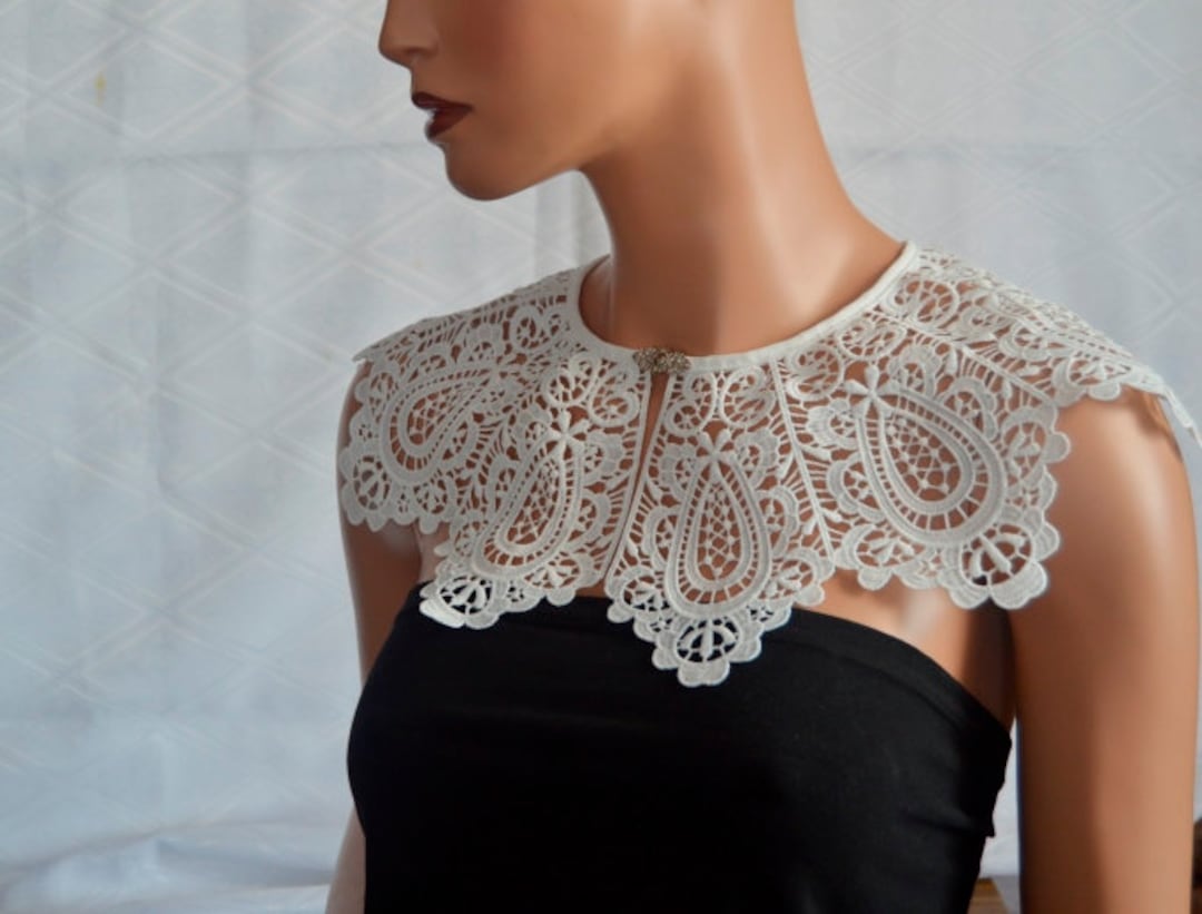 Peter Pan Collar, Detachable Collar and Button, Cotton, Lace Collar ...