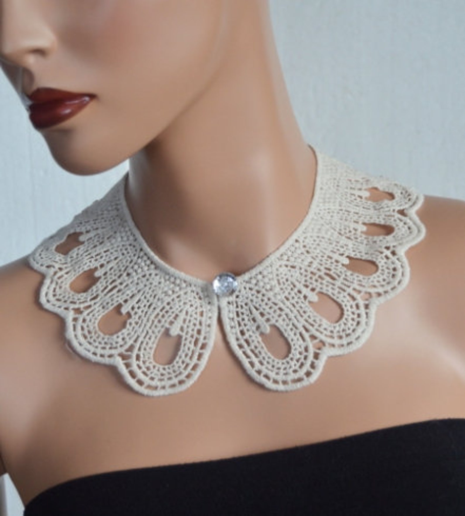 Pan Collar Detachable Collar and Button Cotton Lace Collar - Etsy