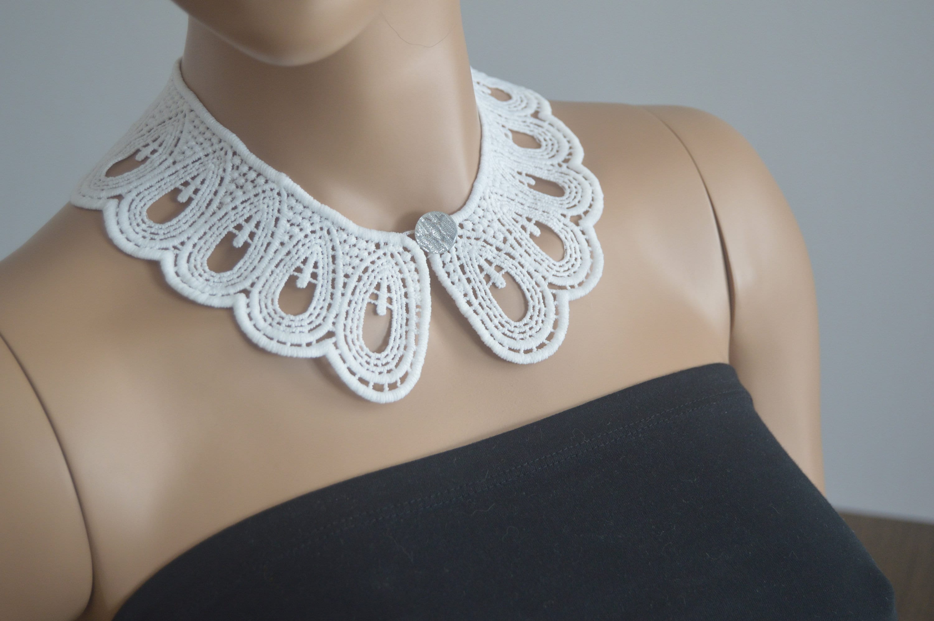 Pan Collar Detachable Collar and Button Cotton Lace Collar - Etsy