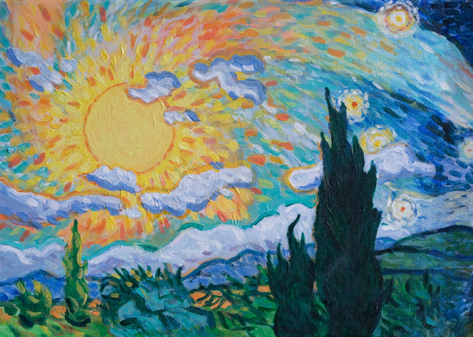 Starry Day Starry Night - Original print made by the Artist - Etsy.de