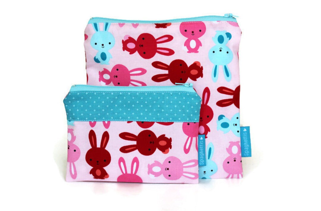 Reusable Zero Waste Zipper Bag- Pink Bunnies - Etsy