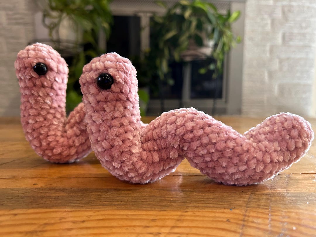 Crochet Bendable Pink Worm Plushies - Etsy