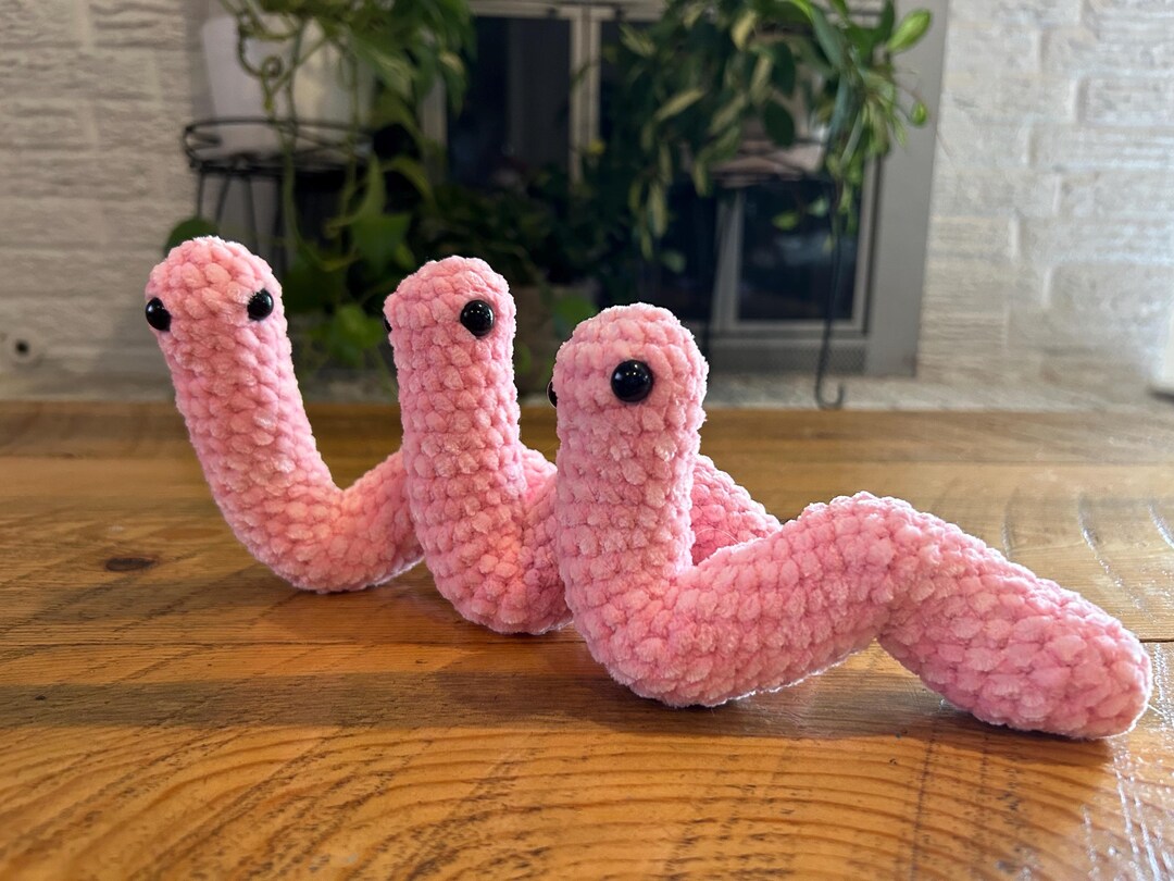 Crochet Bendable Pink Worm Plushies - Etsy
