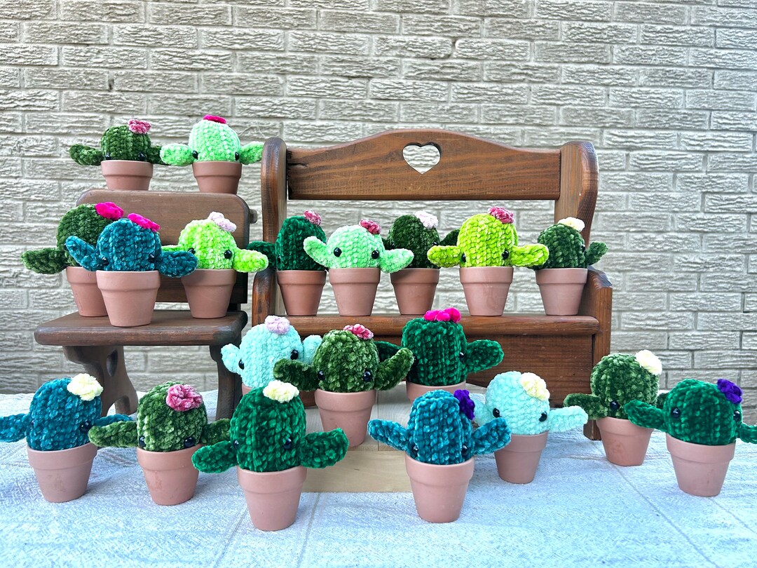 Crochet Cactus Stuffed Animal - Handmade Cactus in Pot - Cactus Plushie ...
