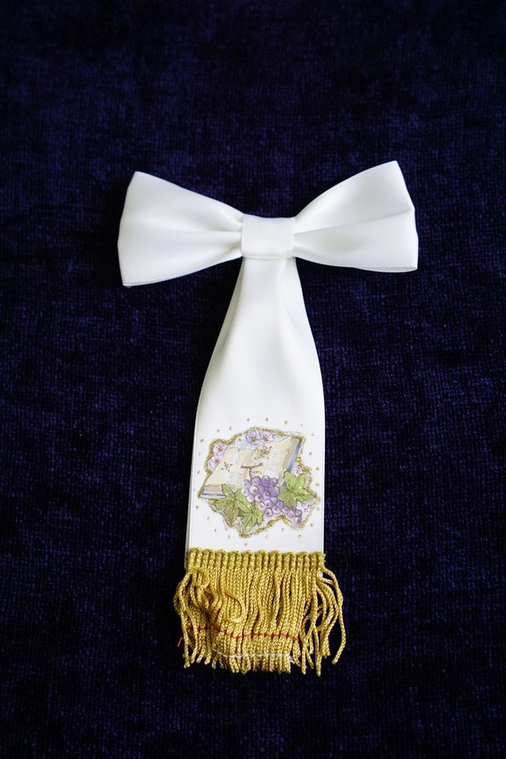 Boy First Communion Arm Bow Ribbon With Religious Image | Etsy