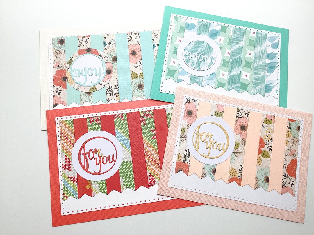 Set of 4 Handmade Cards, for You, Colorful Cards, One of a Kind, Set of ...