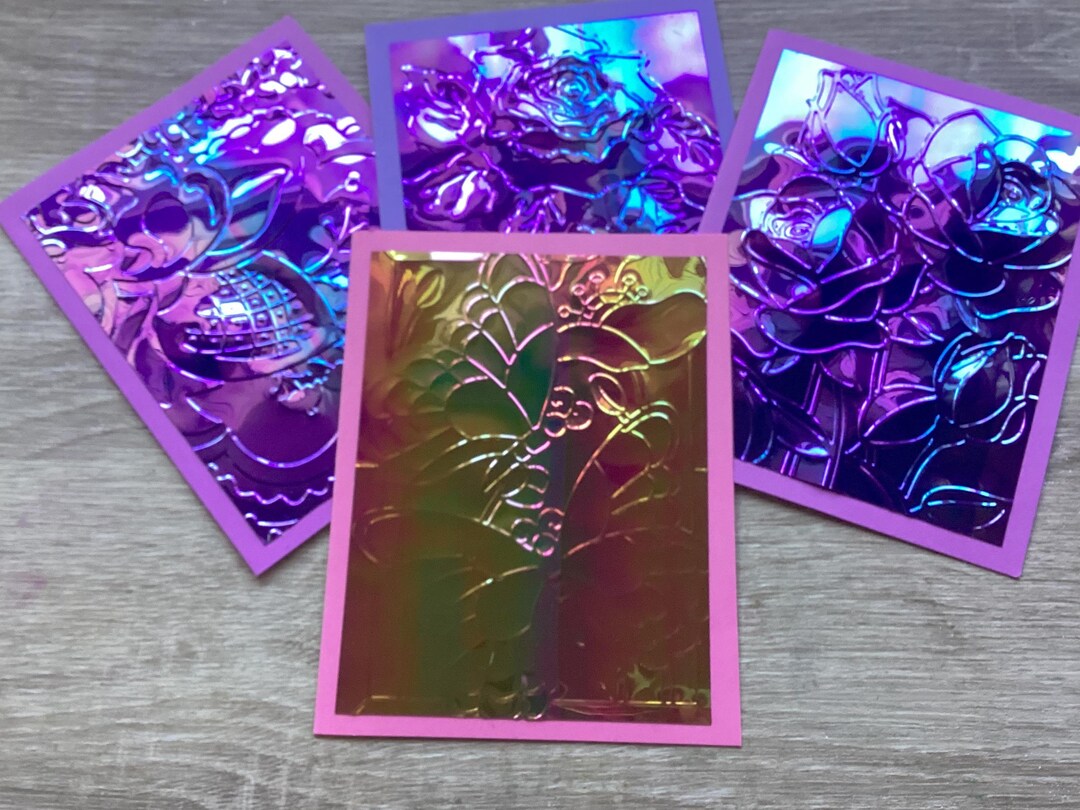 Embossed Gorgeous Cards, Purple, Pink, Set of 4, Extreme Shine, Shimmer ...