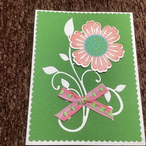 Large Flower Cards Set of 7 Notecards Flowers With Bows Stationary ...