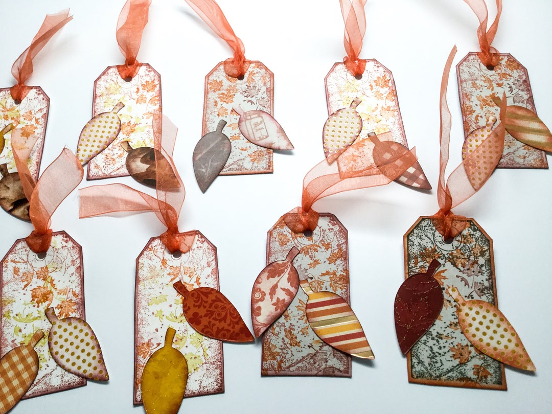 Leaf Tags, Adorned Gift Tags, Stamped Gift Adornments, One of a Kind ...
