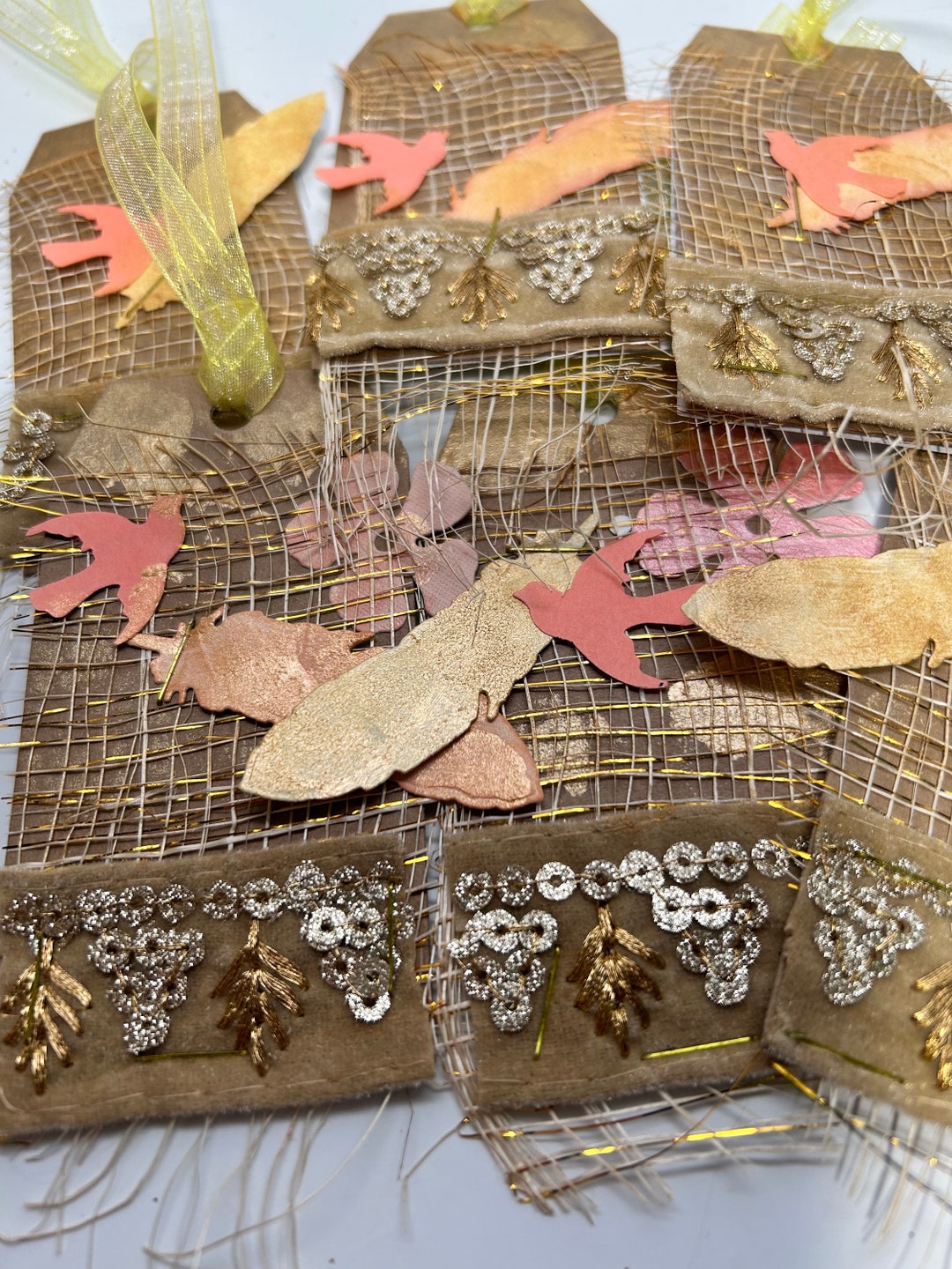 Feather, Birds, Doves, Gold Accents Gift Tags, Bird Tags , Handmade ...