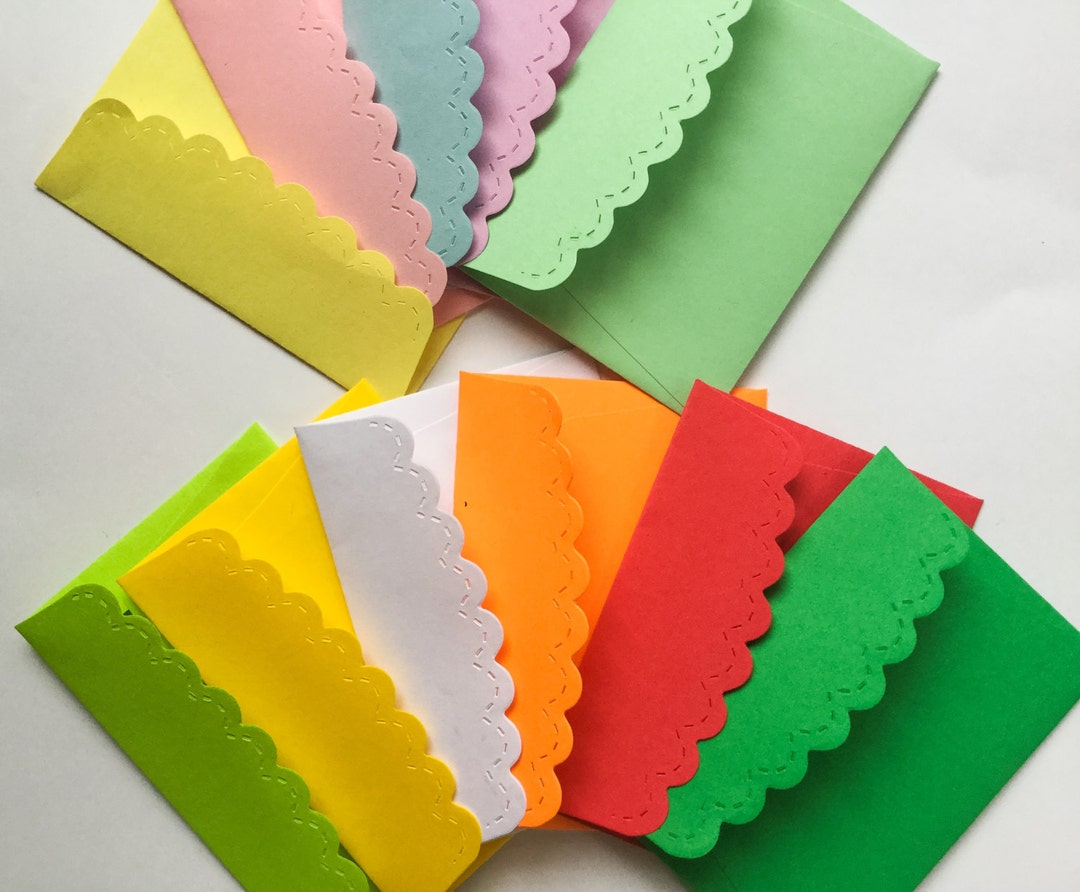 Mini Envelopes With White Inserts Colorful Envelopes Scallop Mini Note ...