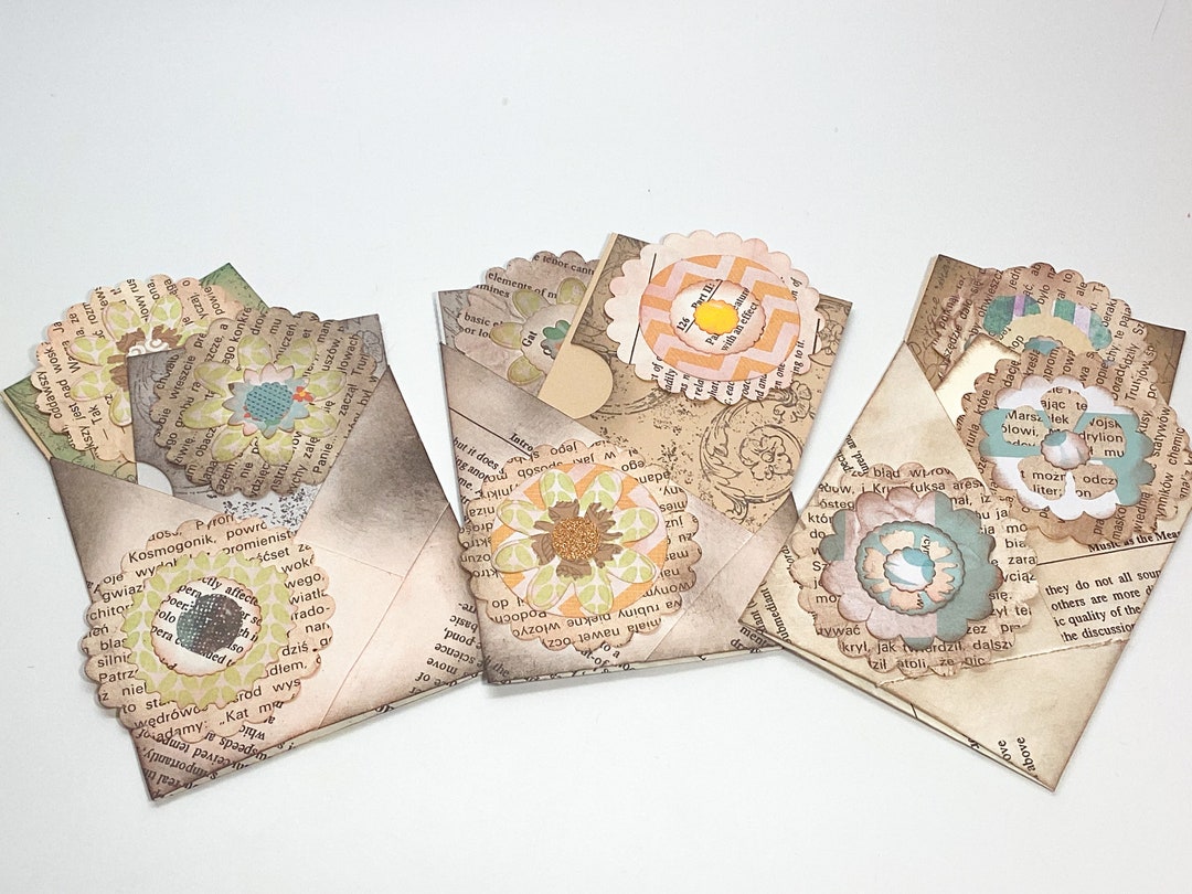 Library Style Loaded Book Page Pockets With Flowers, Multi Pockets ...