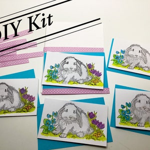 DIY Easter Cards, Easter Bunnies, Set of 5 Cards, Make Your Own Cards ...