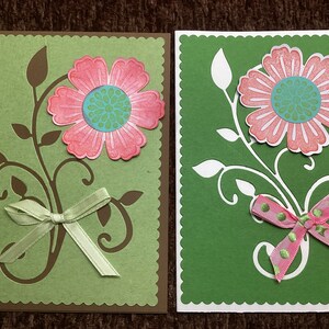 Large Flower Cards Set of 7 Notecards Flowers With Bows Stationary ...