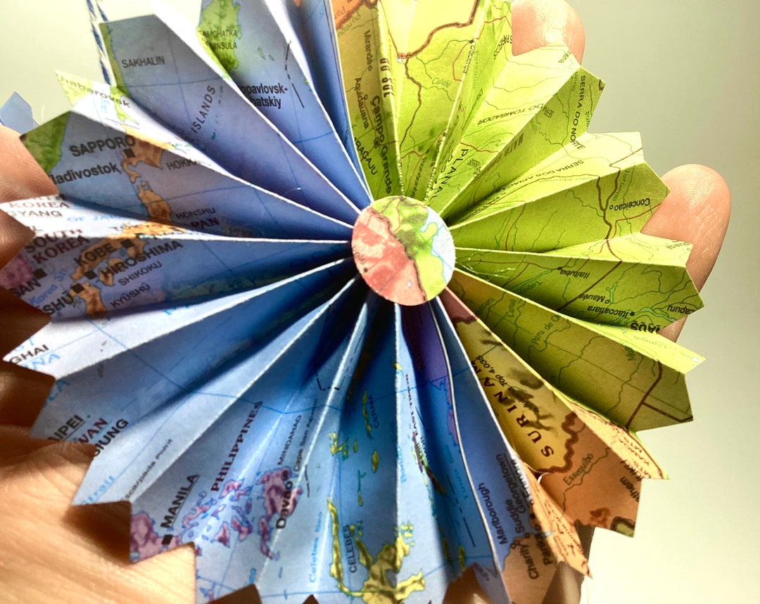 World Map Paper Rosettes: Hand-folded Travel Decor, Set of 5 - Etsy
