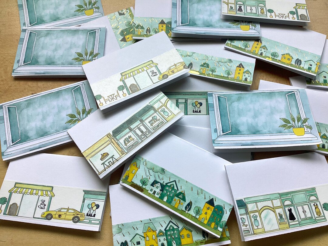Mini Message Note Cards, Journaling Mini Cards, Mini Notecards, Rainy ...