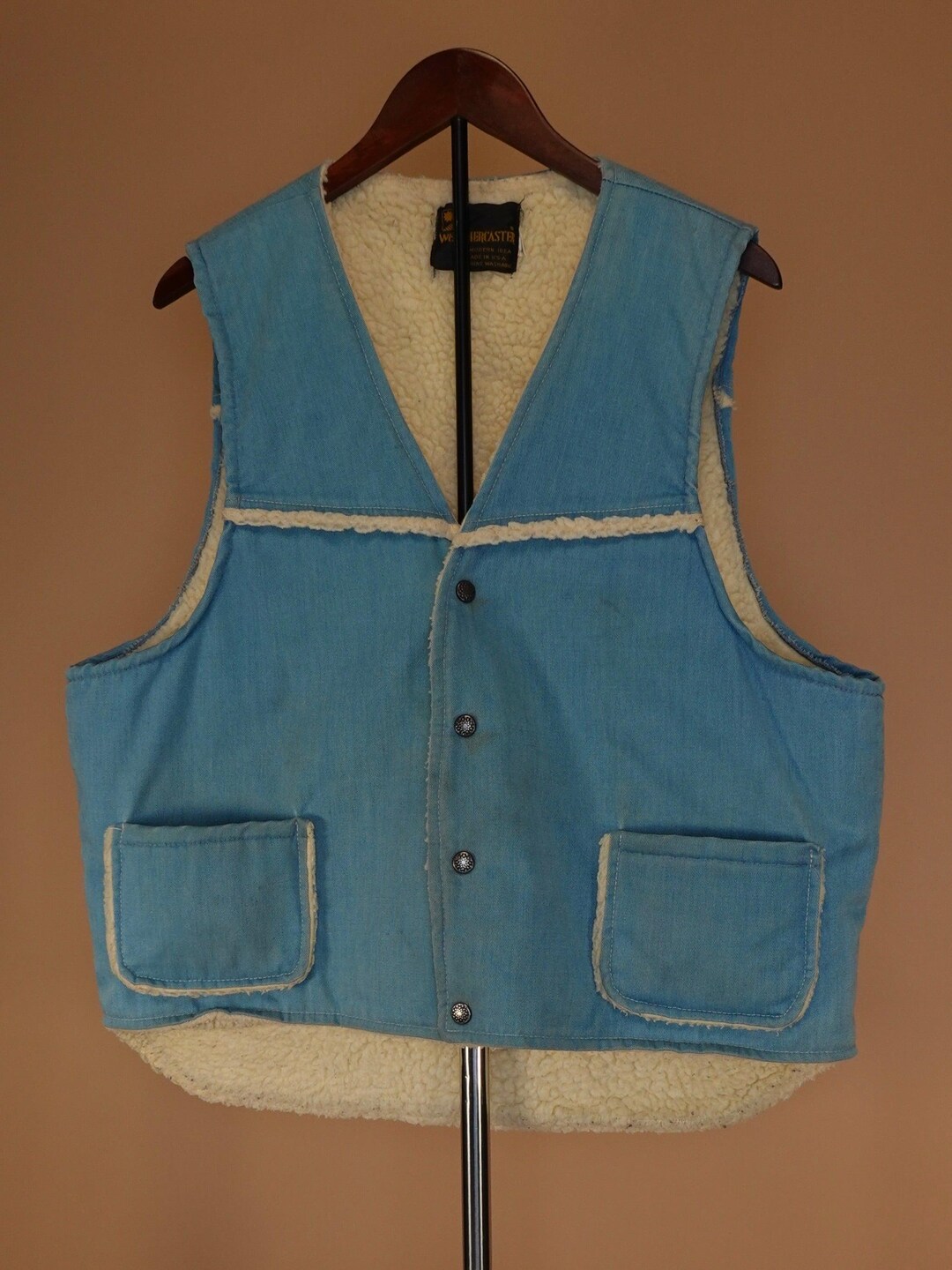 1970s - Denim Sherpa Lined Vest by Weathercaster - Etsy