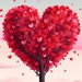 Red Heart Shaped Tree, Heart Tree, Love, Valentine Background, Art ...