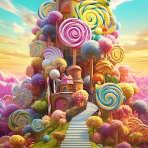 Candy, Land of Sweets, Candy House, Giant Candy, Fantasy World, Digital ...