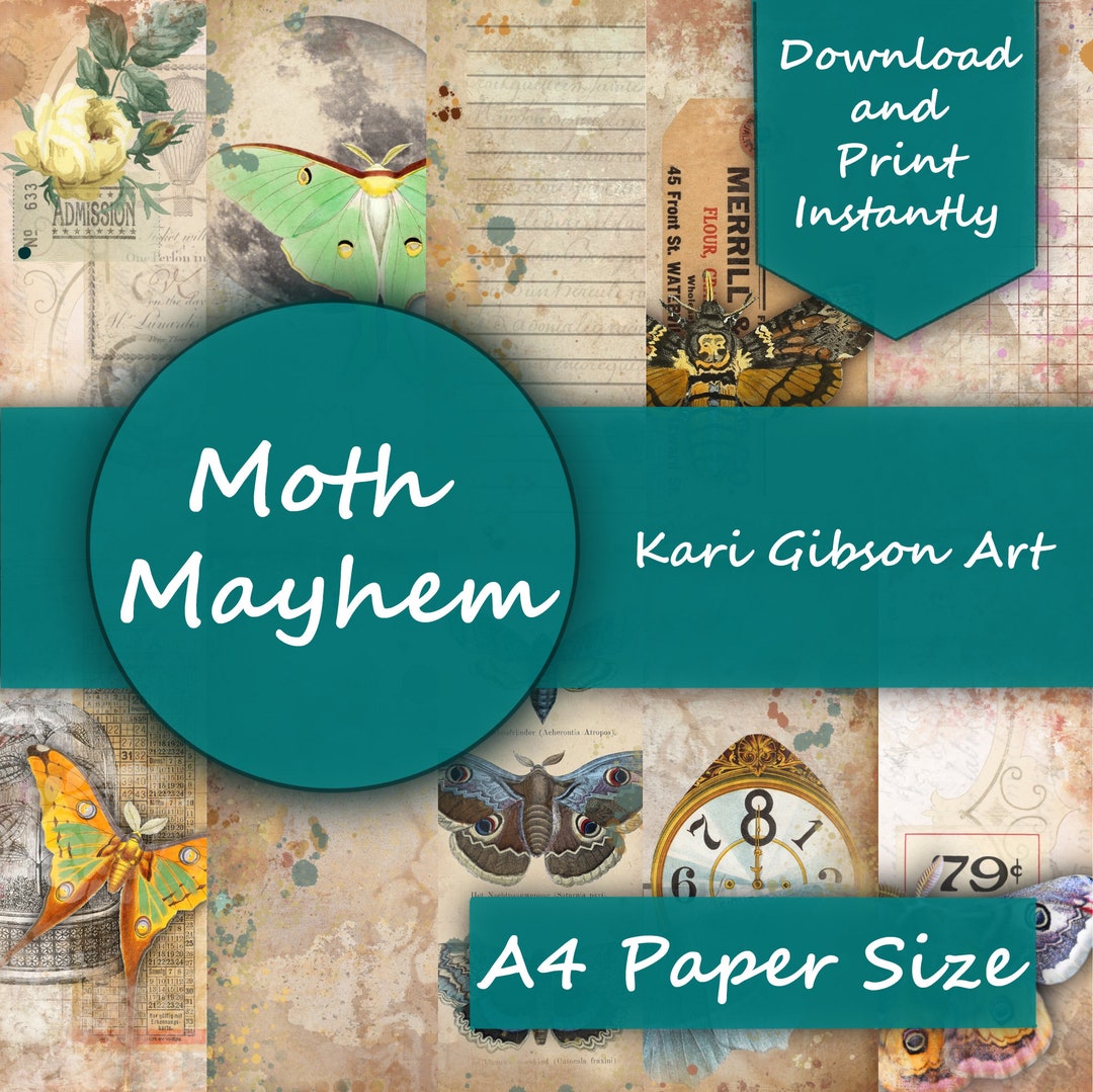 Moth Mayhem Digital Printable Kit, Instant Download. Ideal for Journals ...
