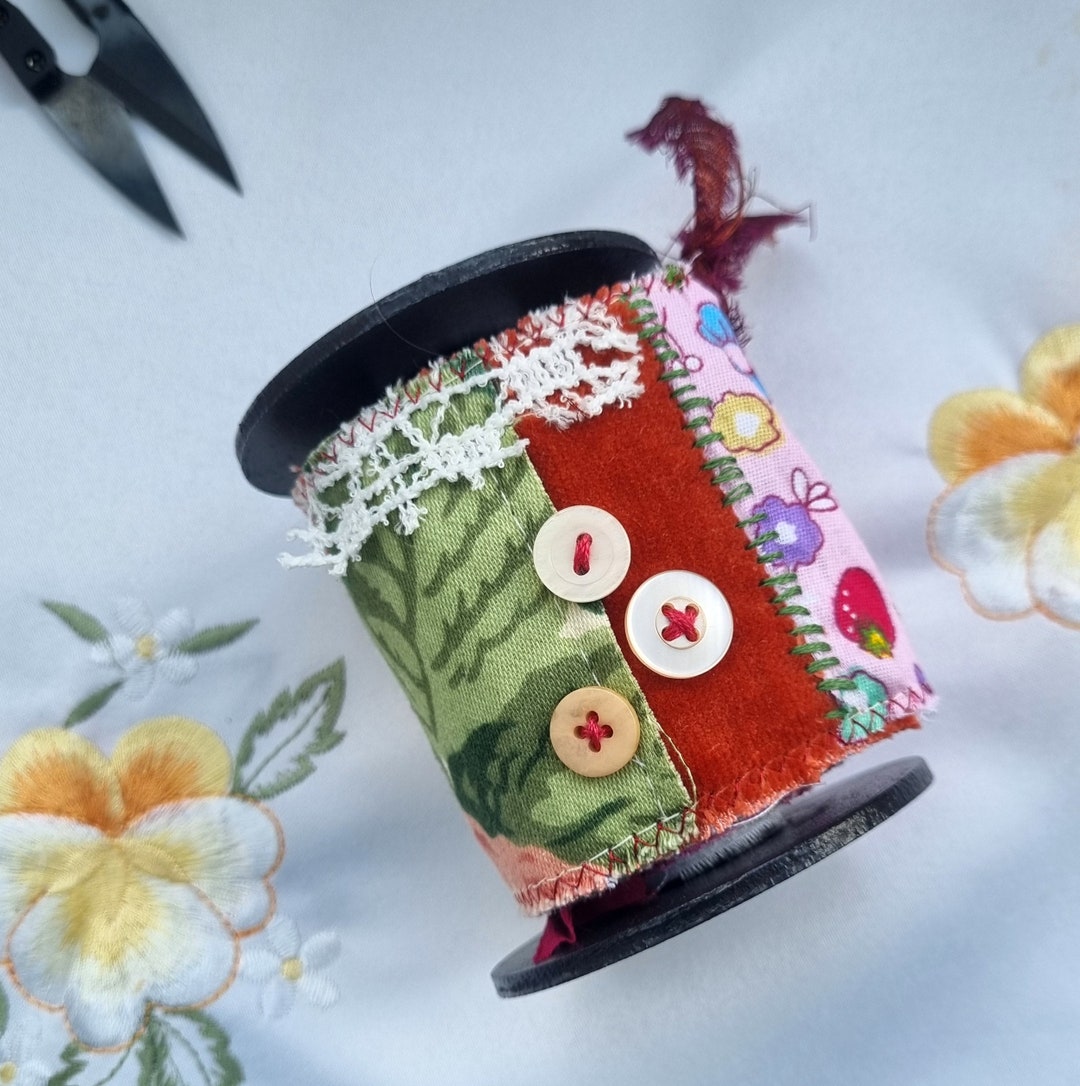 Fabric Snippet Roll & Bobbin - Handmade - 3" Wide and 60" Long (approx ...