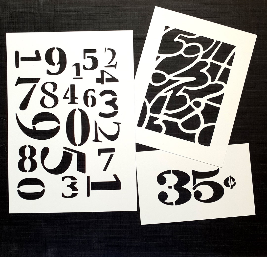 Number Stencil Set handmade for Arts/crafts: Atcs, Cards, Scrapbooking ...