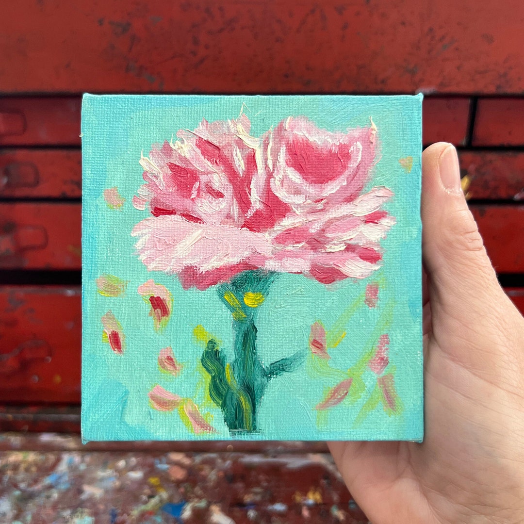 Carnation: January Month Birth Flower Small Painting - Etsy
