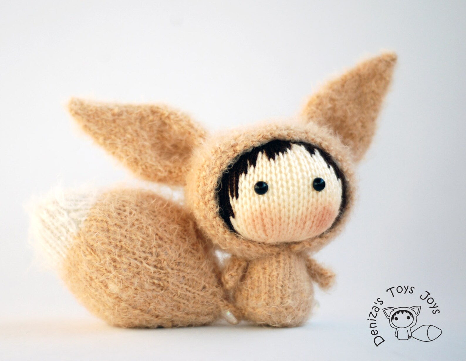 Fennec fox Doll with removable tail pdf knitting pattern | Etsy