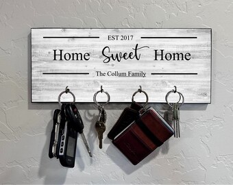 Personalized Printed Wood Family Name Key Holder With - Etsy