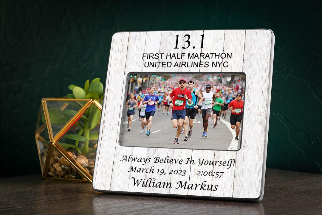 13.1 Half Marathon Runner Picture Frame, Boston Marathon Gift, Running ...