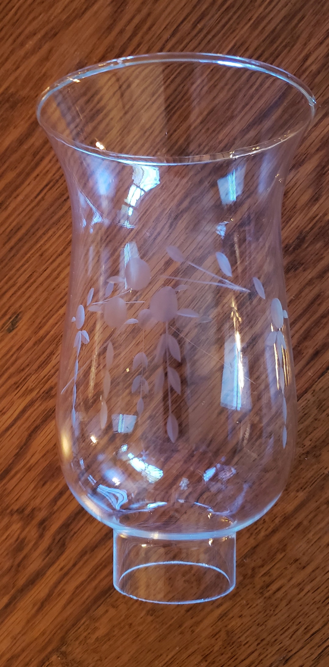 Vintage Clear Glass Lamp Shade-lily Lamp Shade With Etched Floral ...