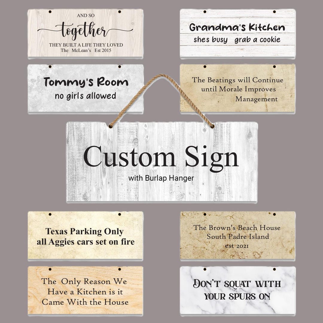 Custom Wall Sign-design Your OWN Sign-wall Sign With Burlap Hanger - Etsy