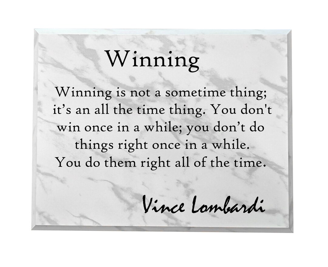 Vince Lombardi Quote Plaque, Winning Wall Decor, Teacher Gift Idea, Man ...