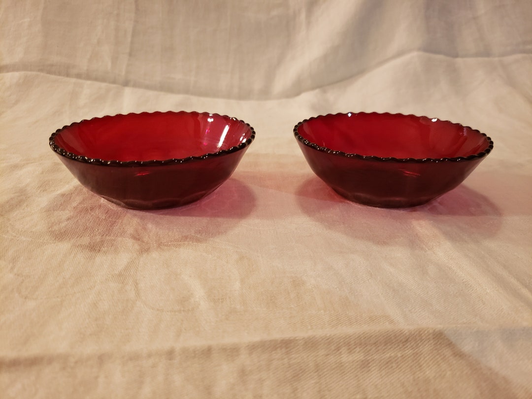 Vintage Ruby Red Fruit Bowl Anchor Hocking - Etsy