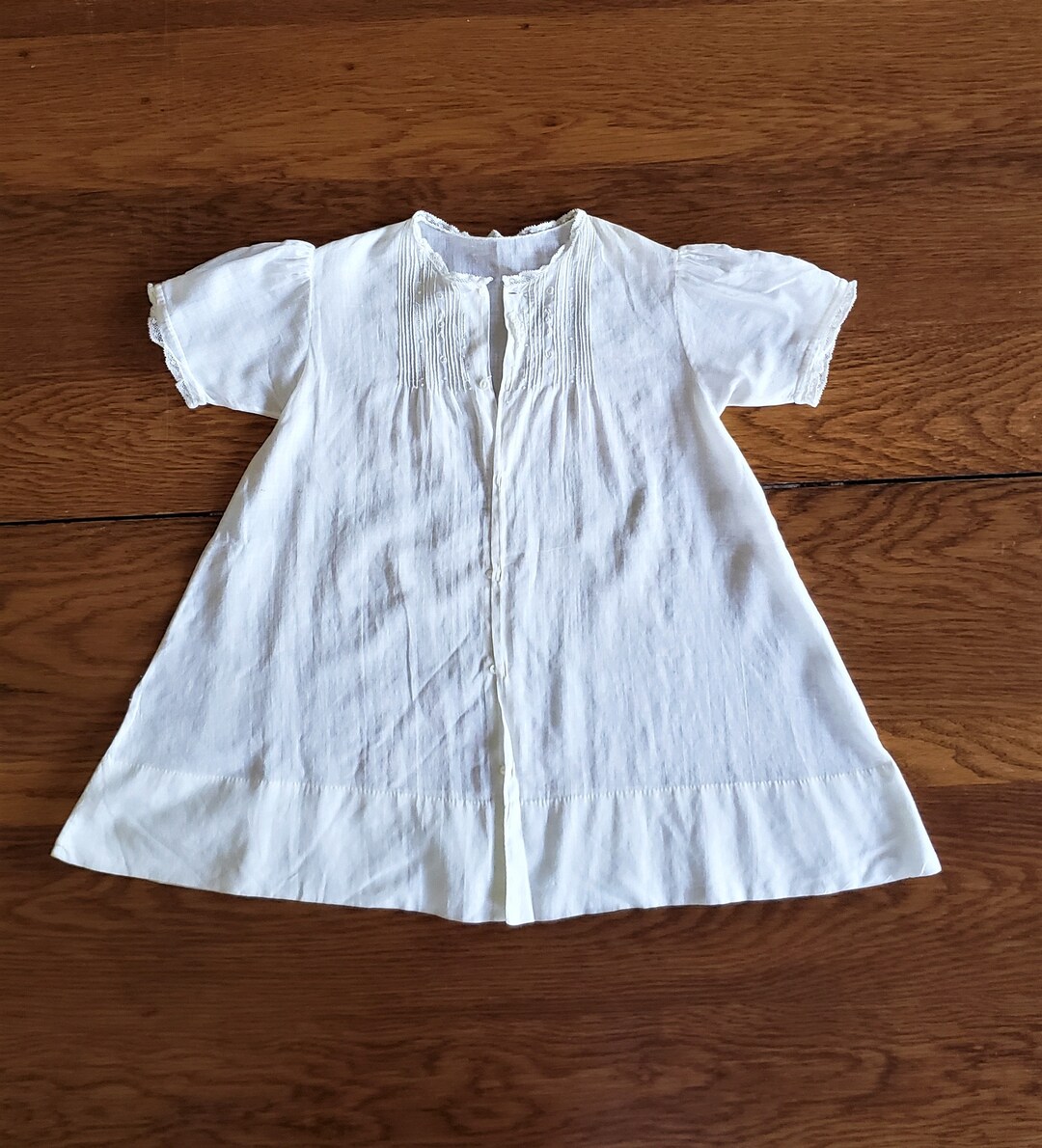 Button Front Vintage Dress for Girls, Muslin Cotton Dress, Christening ...