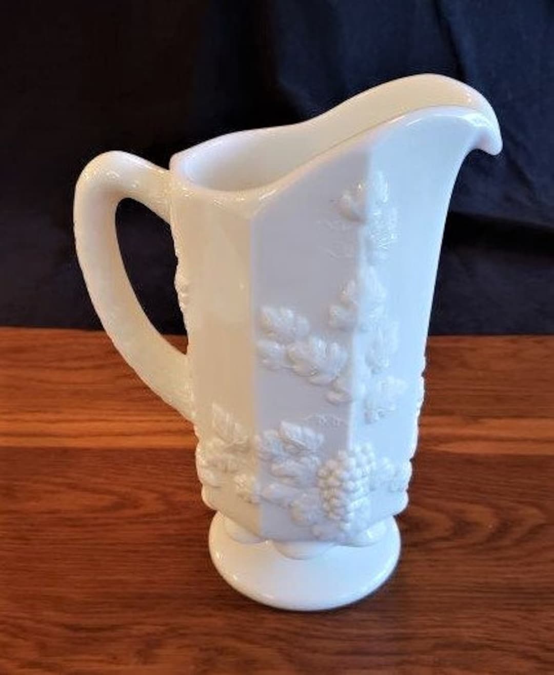 Westmoreland Milk Glass Pitcher-grapevine Raised Panel Design-round ...