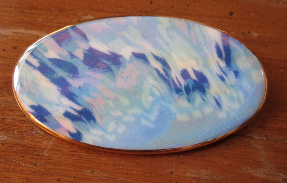 Vintage 1960's Beautiful Metallic Blue Wave Abstract … - Gem