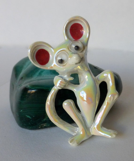 Vintage 1950's Metallic Enamel Cartoon Mouse with Goo… - Gem